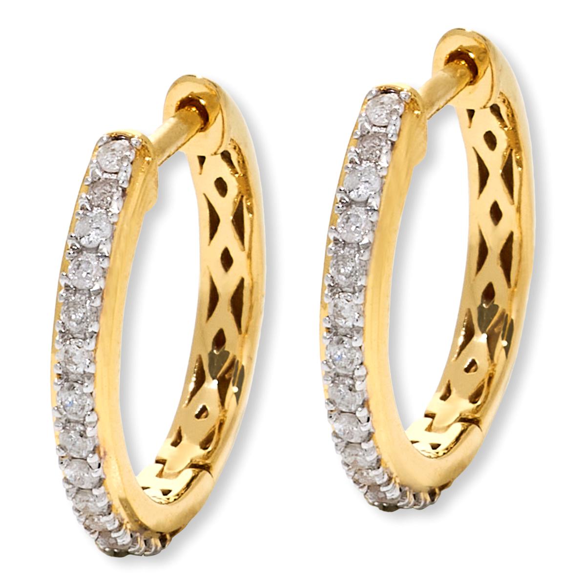 Rarities Gold-Plated 1/4ctw Diamond Huggie Hoop Earrings | HSN