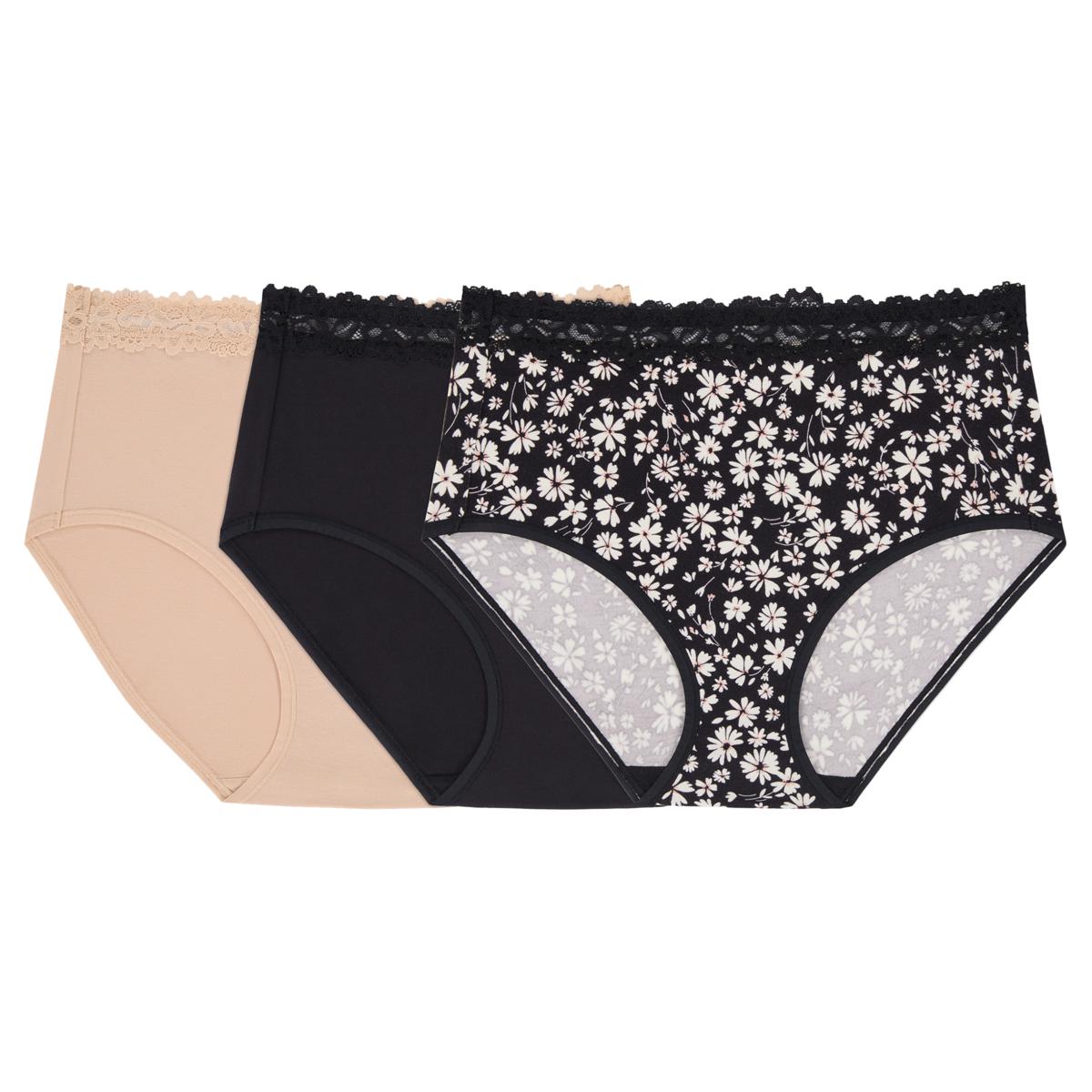 Comfort Code 3-pack Lace Trim High-Rise Brief | HSN