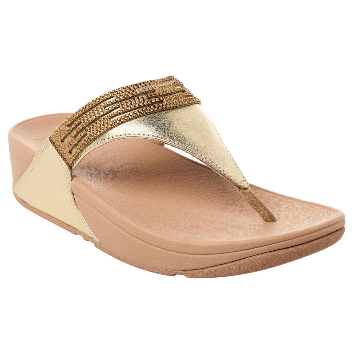 FitFlop Lulu Lasercrystal Leather Toe-Post Sandals - 23409990 | HSN