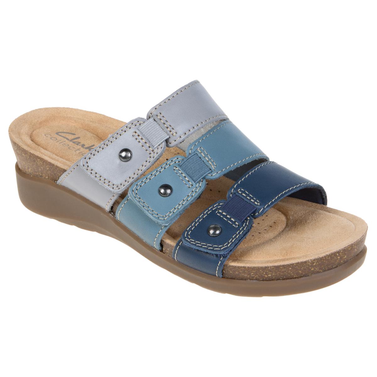 Clarks Collection Calenne Lily Heritage Casual Leather Wedge Sandal | HSN