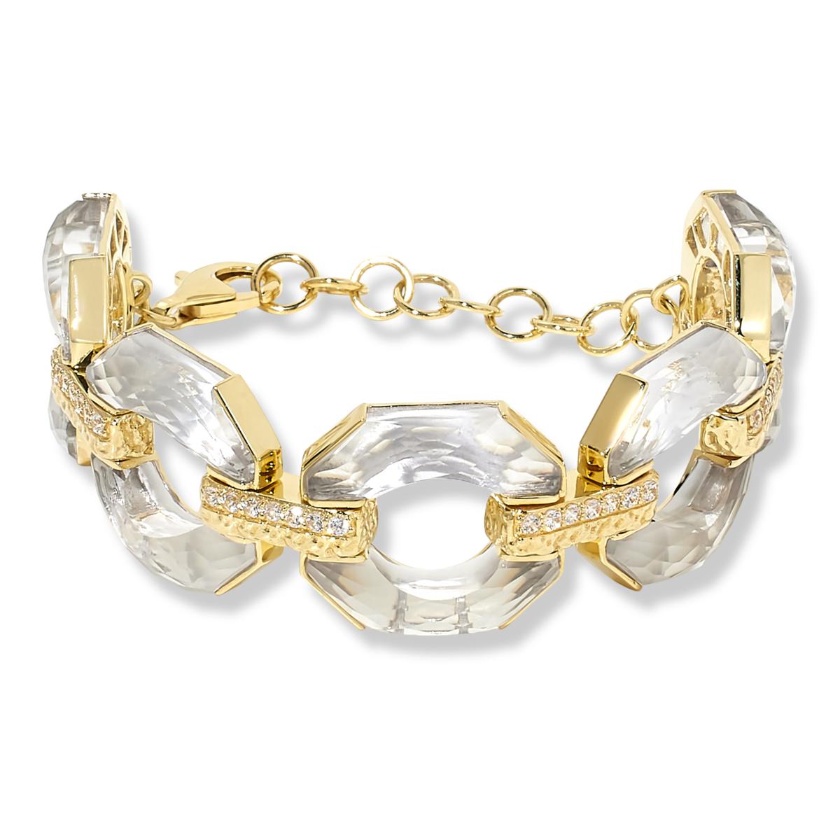 Rarities Gold-Plated Rock Crystal and White Zircon Hexagonal Bracelet | HSN