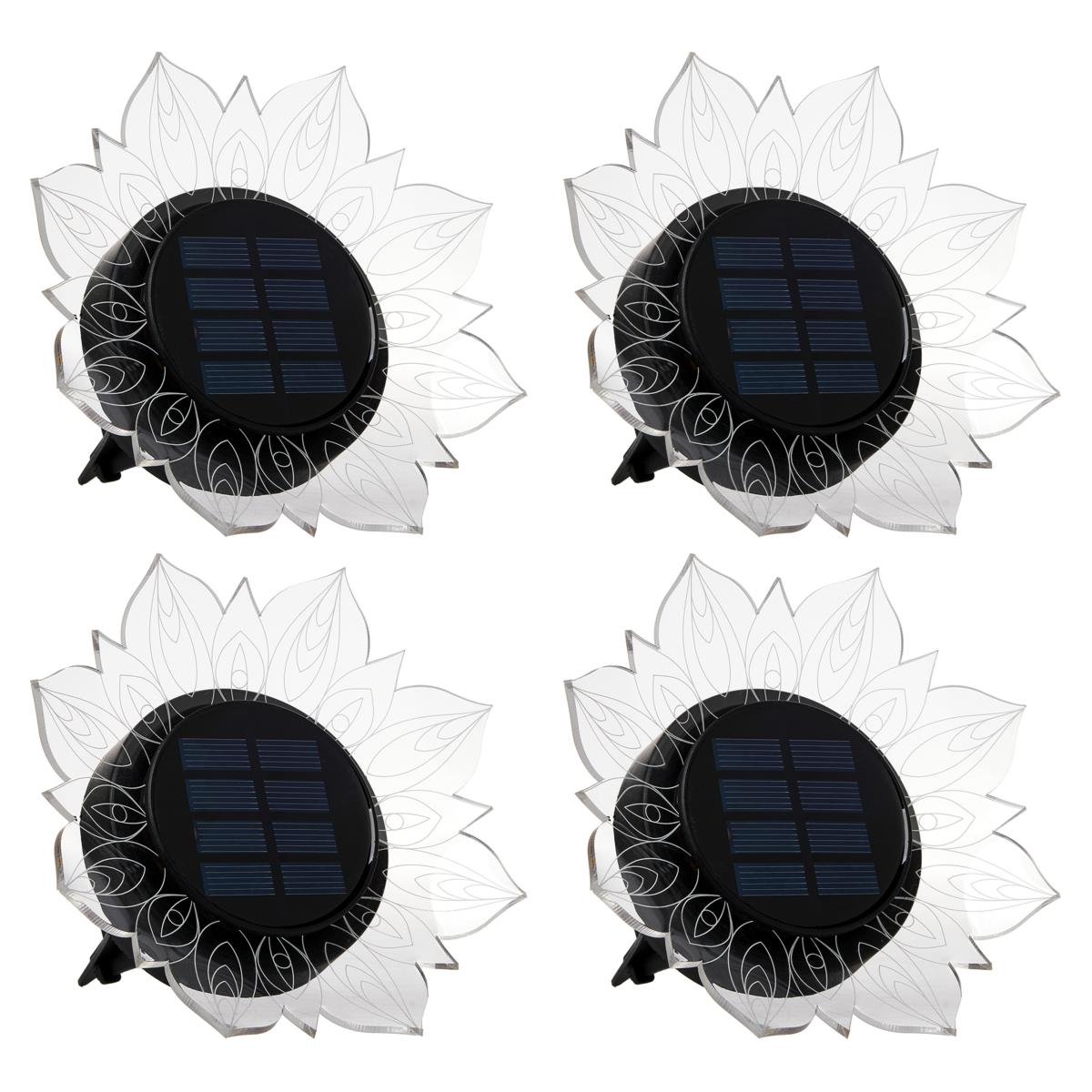 GreanBase Solar Fibre Effect Flower Garden Stakes - Set of 4 | HSN