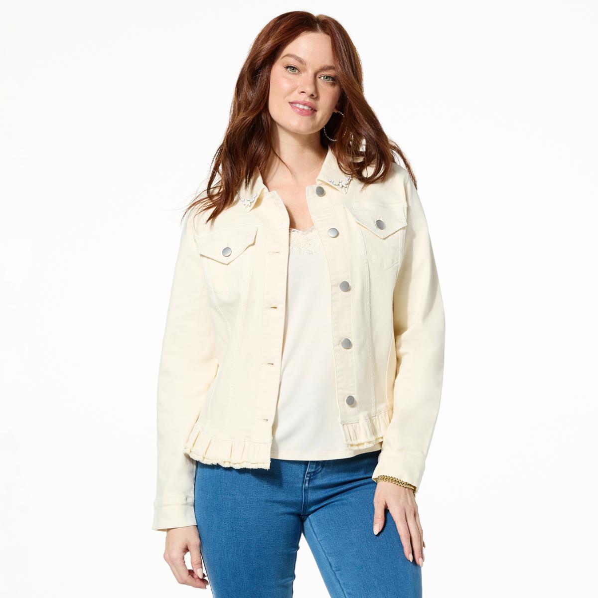 G by Giuliana Ruffle Bottom Denim Jacket | HSN