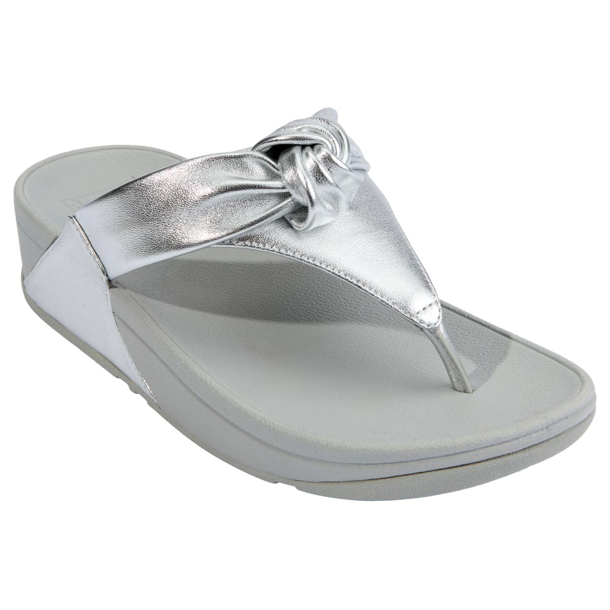 FitFlop Lulu Padded Knot Metallic Leather Toe-Post Sandal - 23439154 | HSN