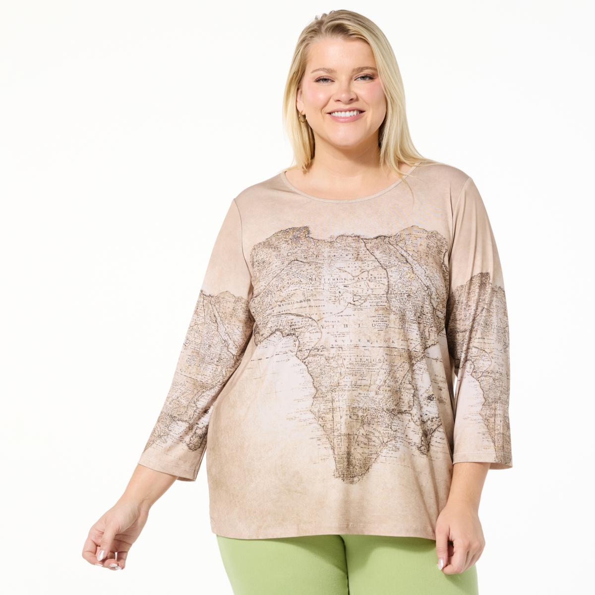 Antthony Printed Studio Stretch Knit 3/4-Sleeve Shirt - 23442142 | HSN