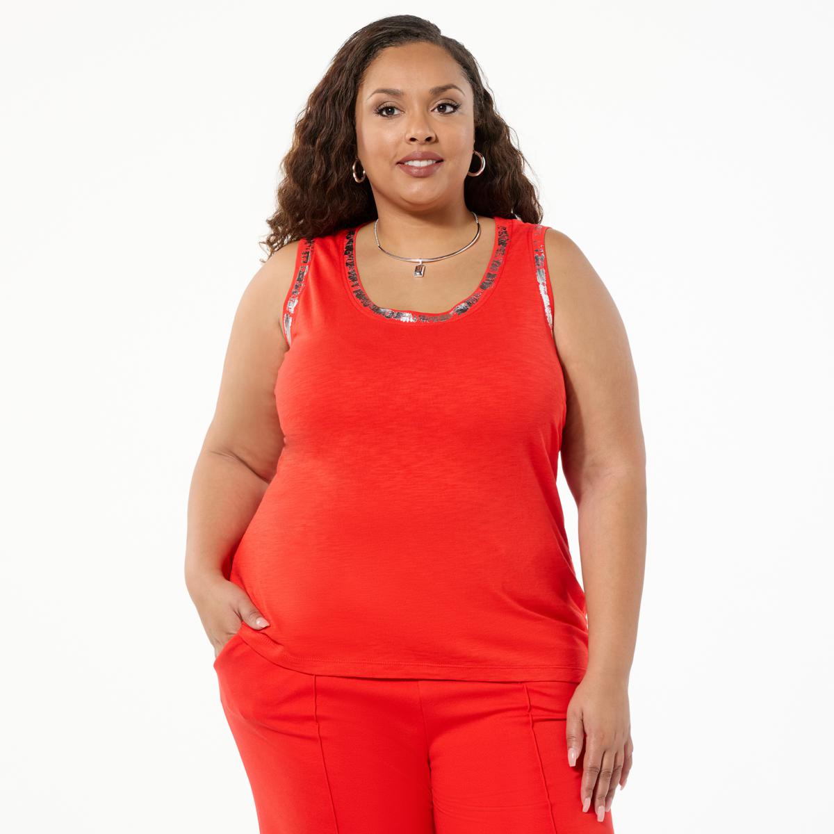 LB70 by Lloyd Boston That Glow Metallic Trim Tank | HSN