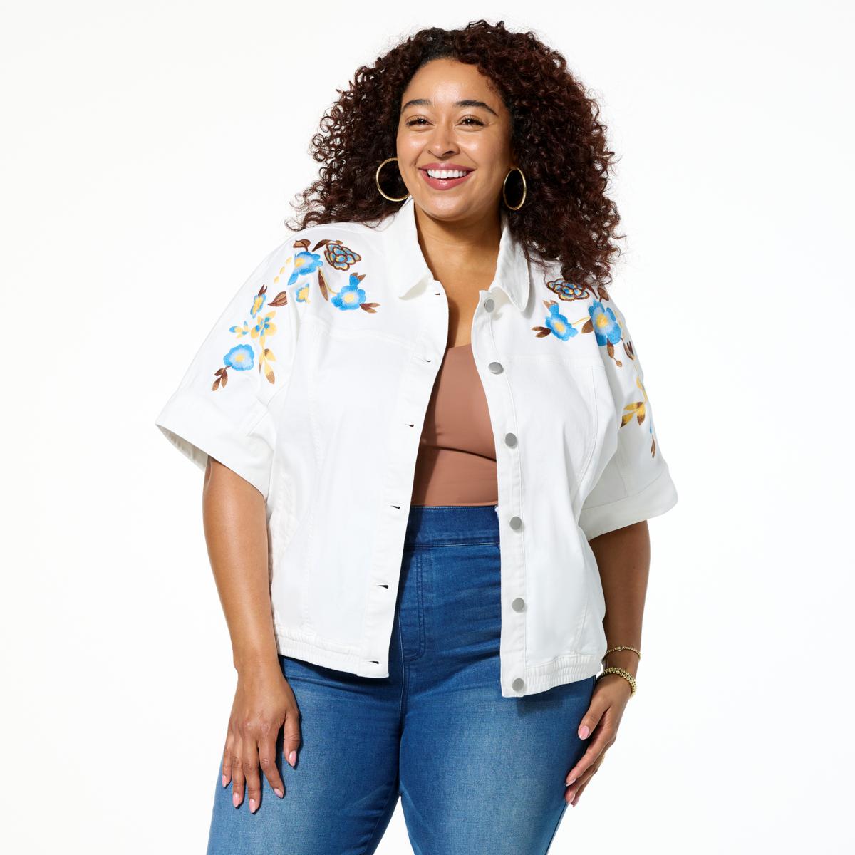 Colleen Lopez Embroidered Denim Jacket | HSN