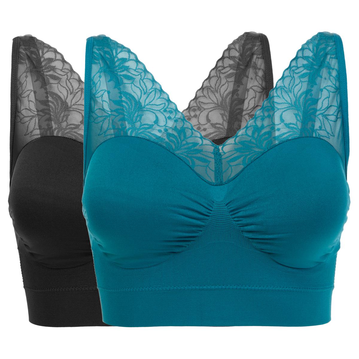 Rhonda Shear 2-pack Seamless "Ahh" Bra with Mesh Lace Detail - 23469698 ...