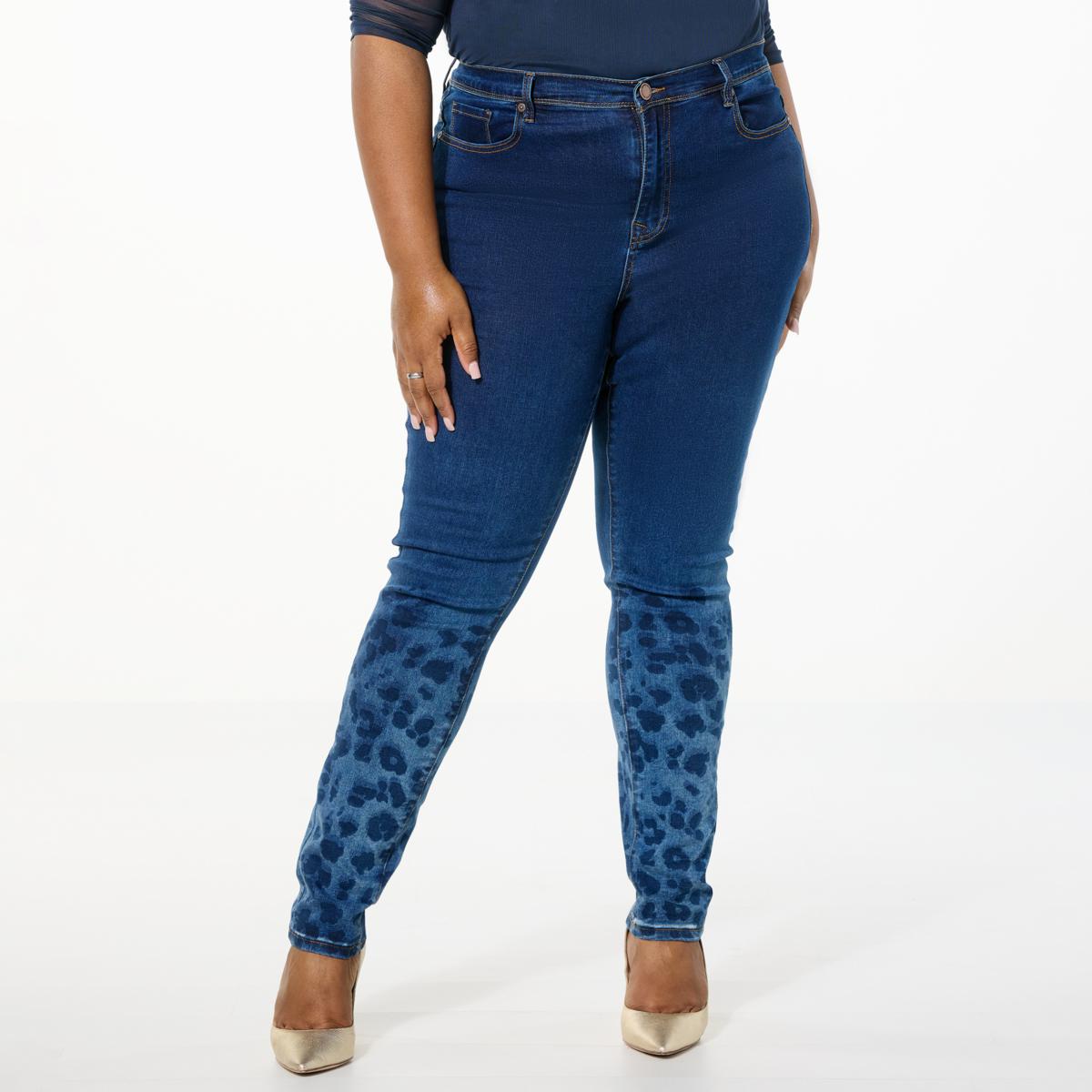 DG2 by Diane Gilman New Classic Stretch Denim Shadow Print Skinny Jean ...