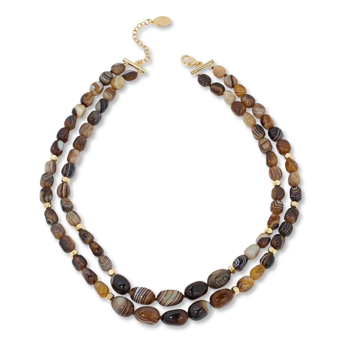 Connie Craig Carroll Jewelry Jordan Agate Bead Double-Layer Necklace | HSN