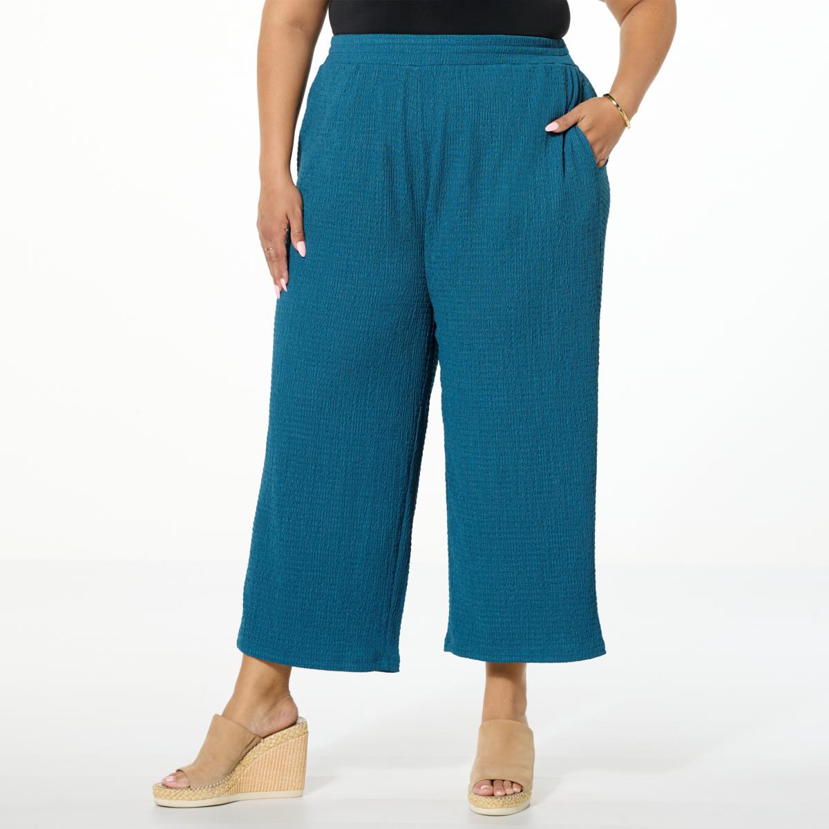 Colleen Lopez Textured Knit Cropped Wide-Leg Pull-On Pant | HSN