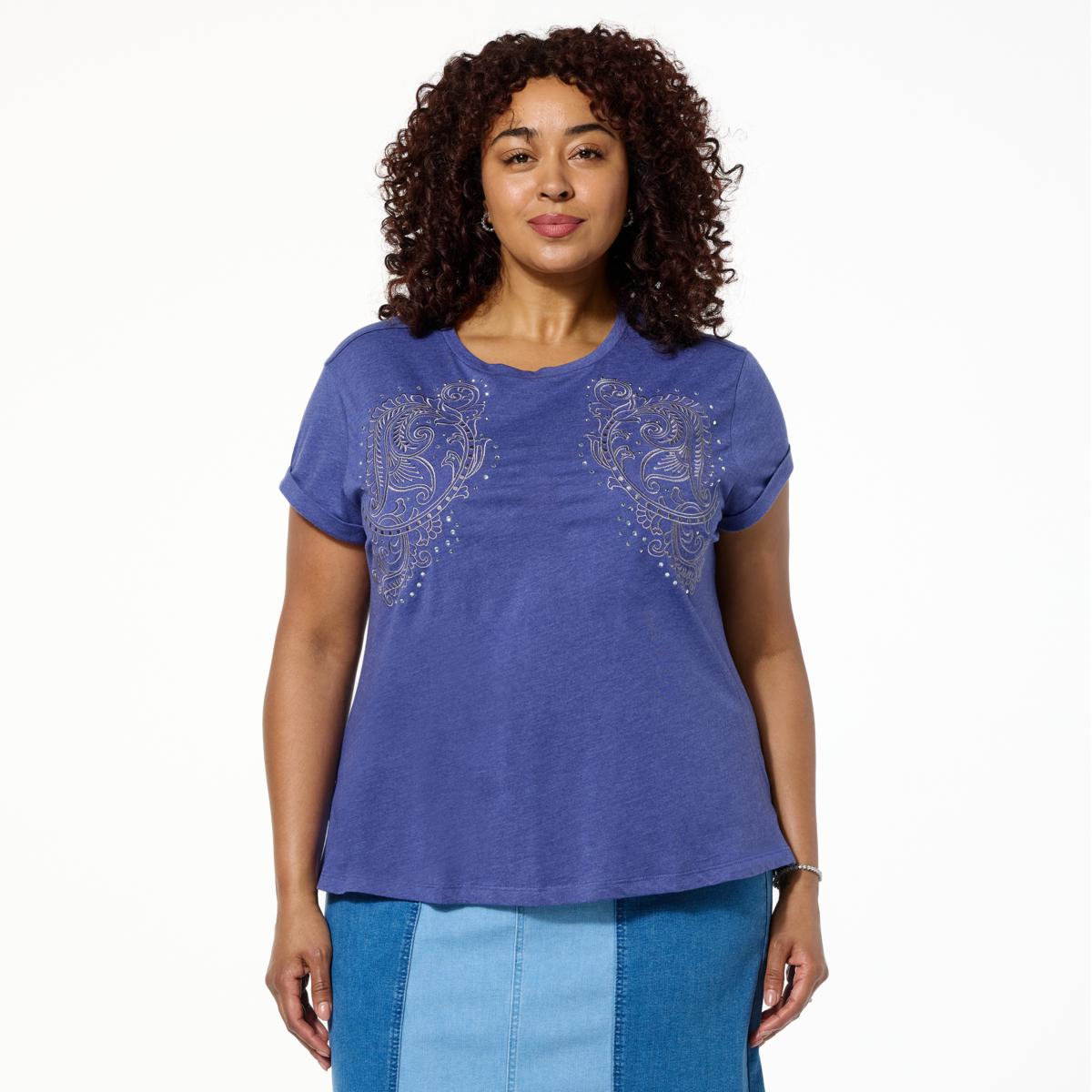 DG2 by Diane Gilman Embellished Crew-Neck Top - 23498378 | HSN