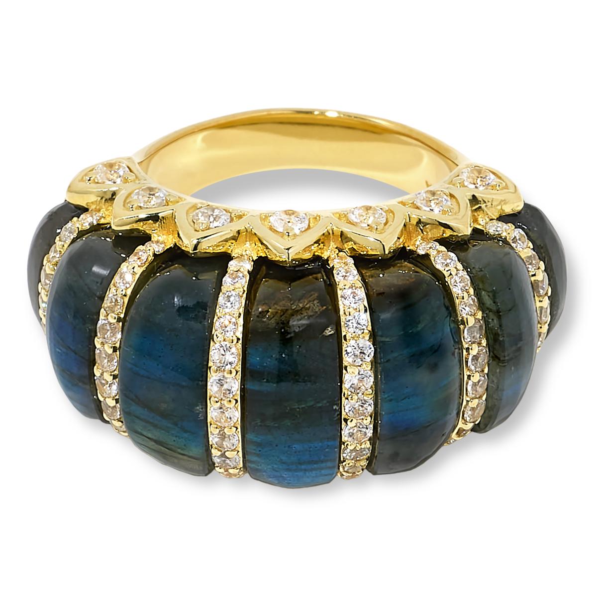 Rarities Labradorite and White Zircon Gold-Plated Ring | HSN