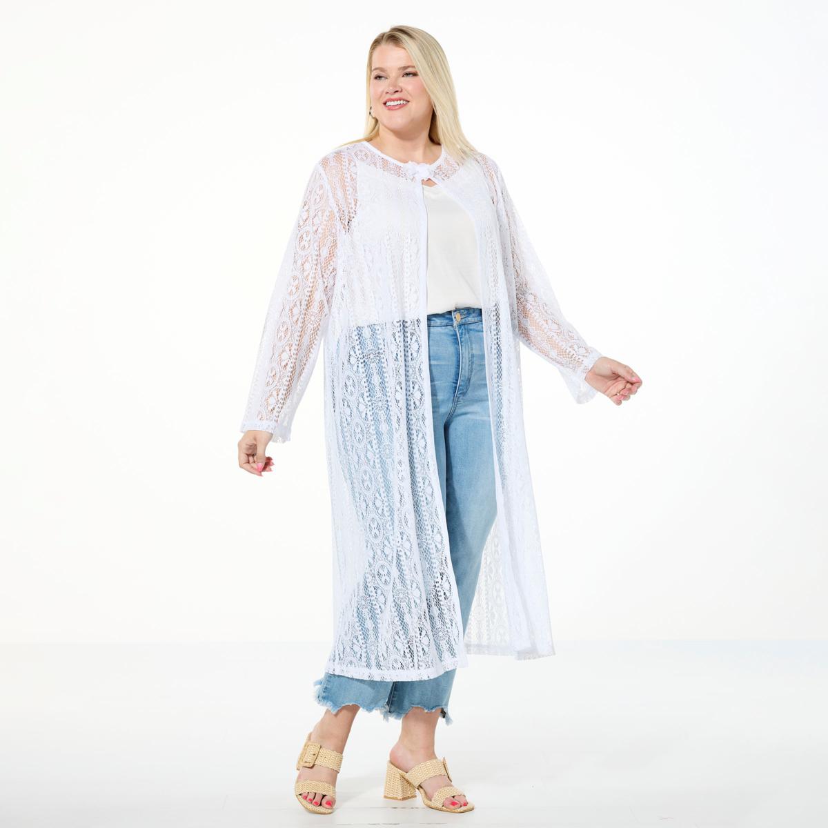 Antthony Crocheted Lace Long-Sleeve Duster | HSN