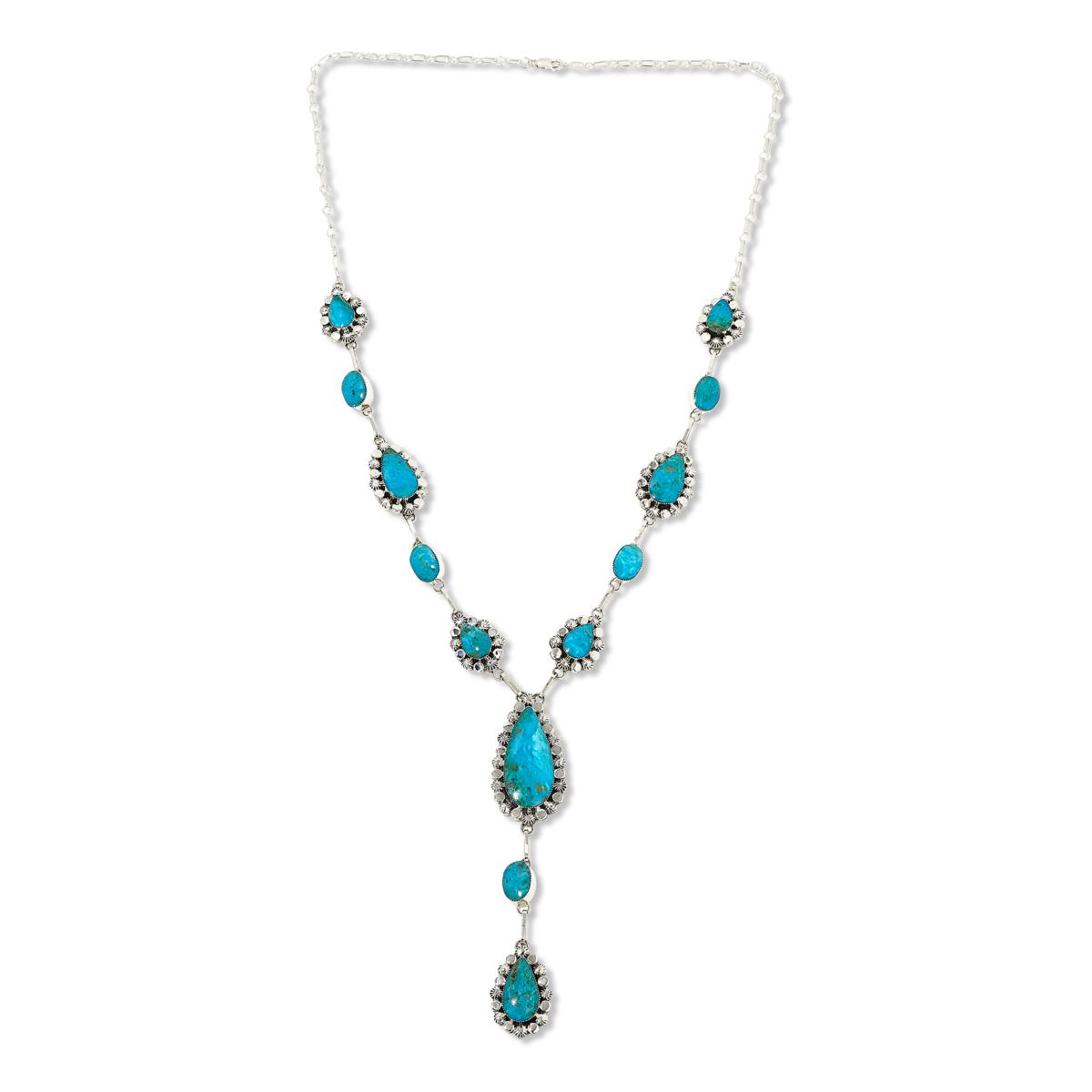 Chaco Canyon Sterling Silver Kingman Turquoise Y-Drop Necklace | HSN