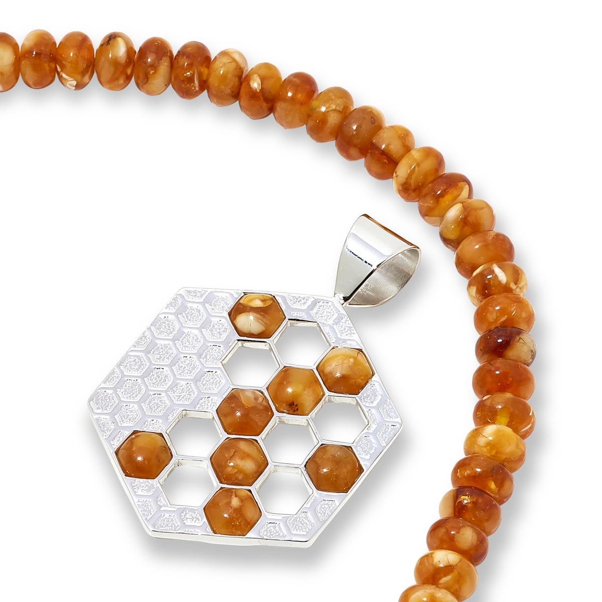 Jay King Sterling Silver Butterscotch Amber Composite Pendant-Necklace ...