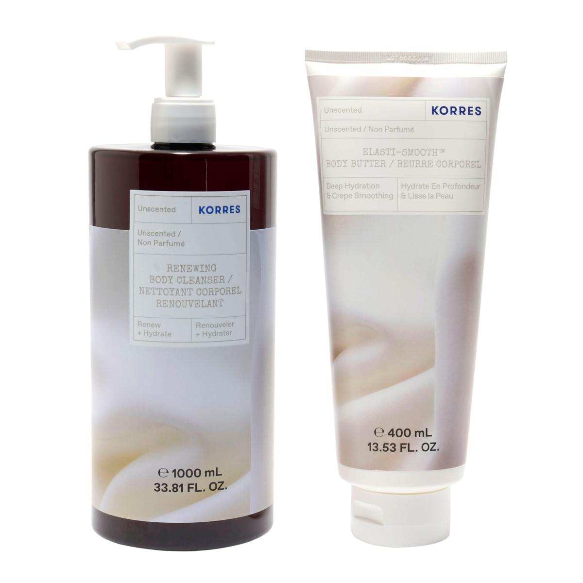 Korres 2-piece Unscented Jumbo Body Cleanser and Body Butter Set AS ...