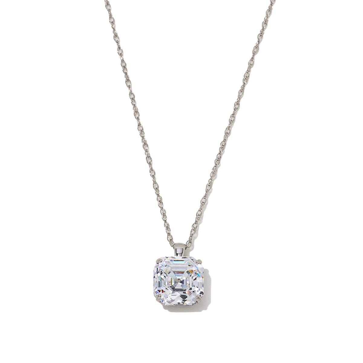 Radiance by Absolute™ 10K 7mm Asscher Solitaire Pendant with 18" Chain ...
