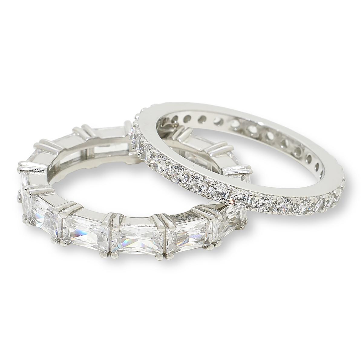 Radiance by Absolute™ Emerald Cut and Round Eternity Ring 2-piece Set | HSN
