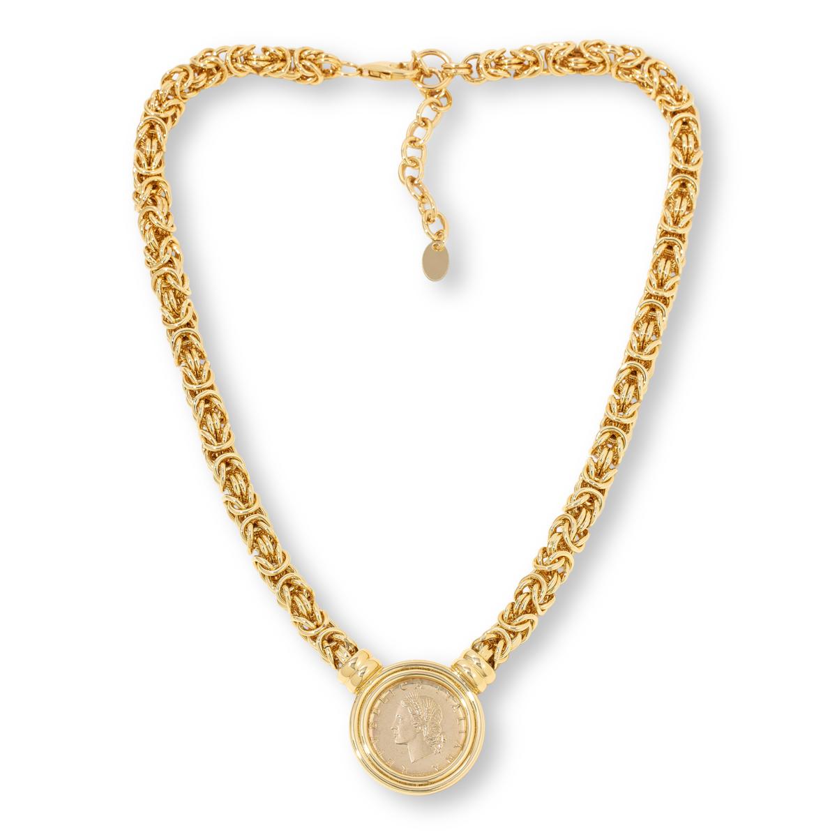 Bellezza 20 Lira Coin Bronze Byzantine Chain Drop Necklace | HSN