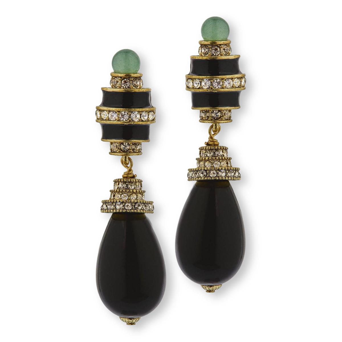 Heidi Daus Goldtone Eclectic Combo Crystal and Enamel Drop Earrings | HSN