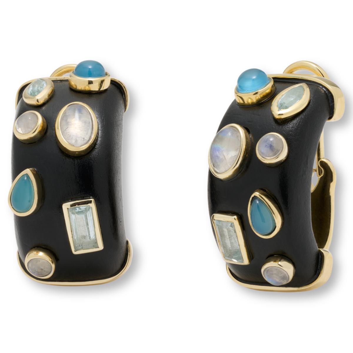 Rarities Gold-Plated Multigemstone Hoop Earrings - 23660608 | HSN