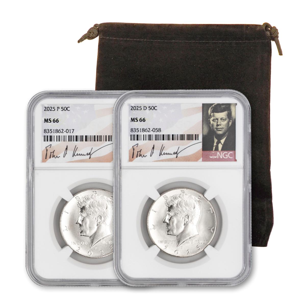 2025 MS66 P- & D-Mint NGC John F. Kennedy Coins with JFK Signed Label | HSN