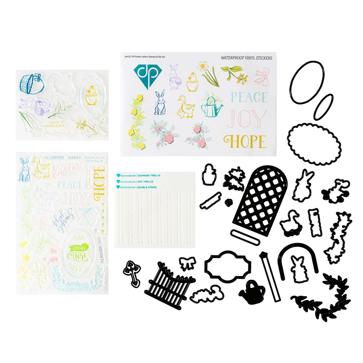Diamond Press Easter Lattice Stamp, Die and Stencil Kit | HSN