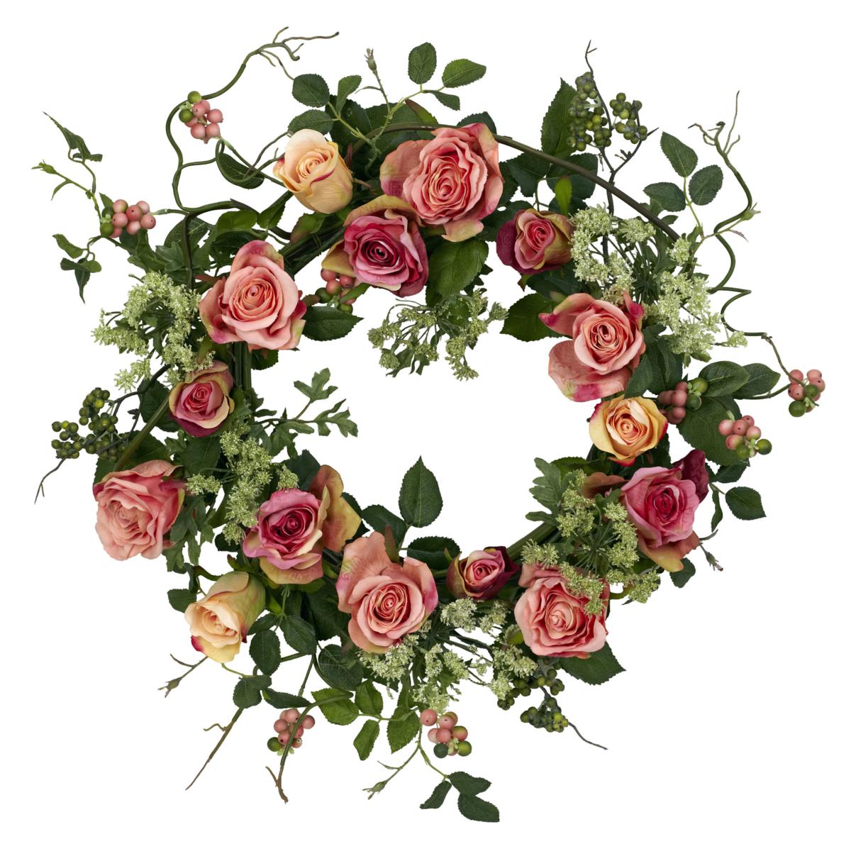 Nearly Natural 20" Rose Wreath - 9195900 | HSN