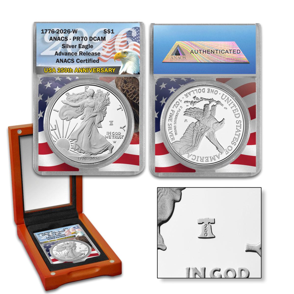 1776-2026 PR70 Advance Release Dual-Date Silver Eagle with Privy mark | HSN