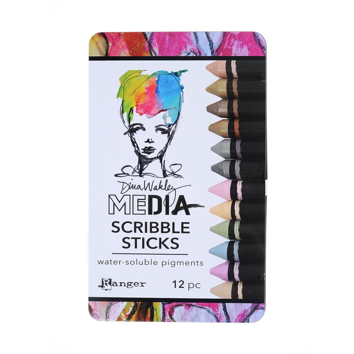 Ranger Dina Wakley Media Scribble Sticks Set #3 - 12 Pieces | HSN