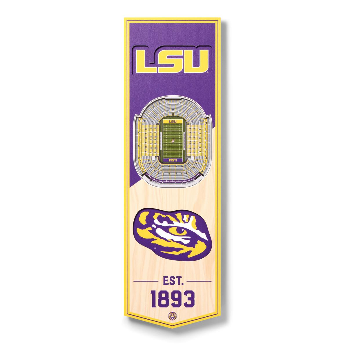 Officially Licensed NCAA 6" x 19" 3D Stadium Banner - LSU Tigers ...
