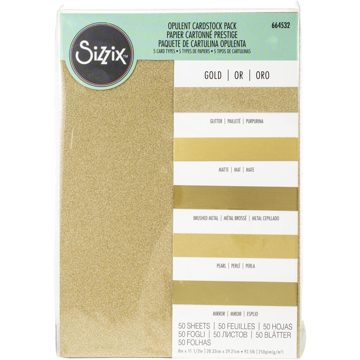 Sizzix Surfacez Opulent Cardstock 8 X 11.5 50-pack - Gold - 9847492 | HSN
