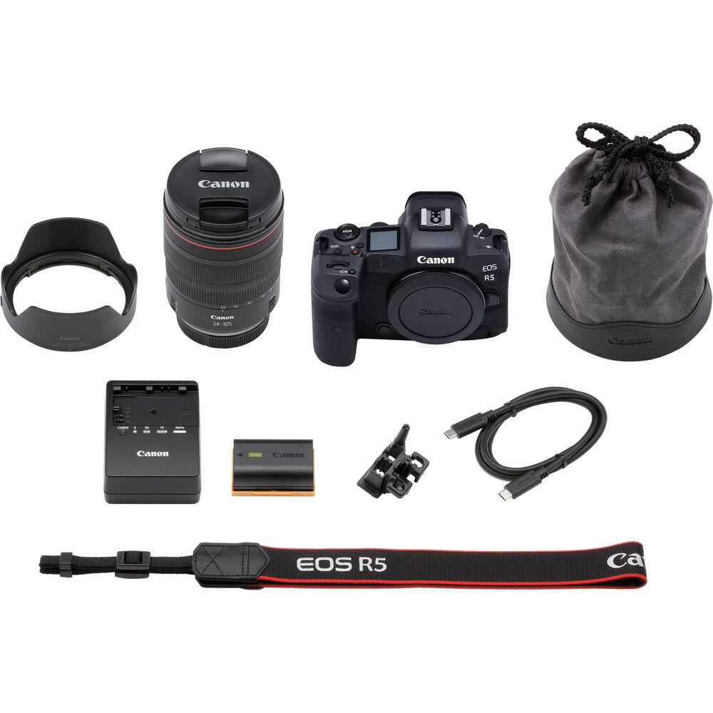 Canon EOS R5 45MP Mirrorless Digital Camera with 24-105mm f/4L Lens ...