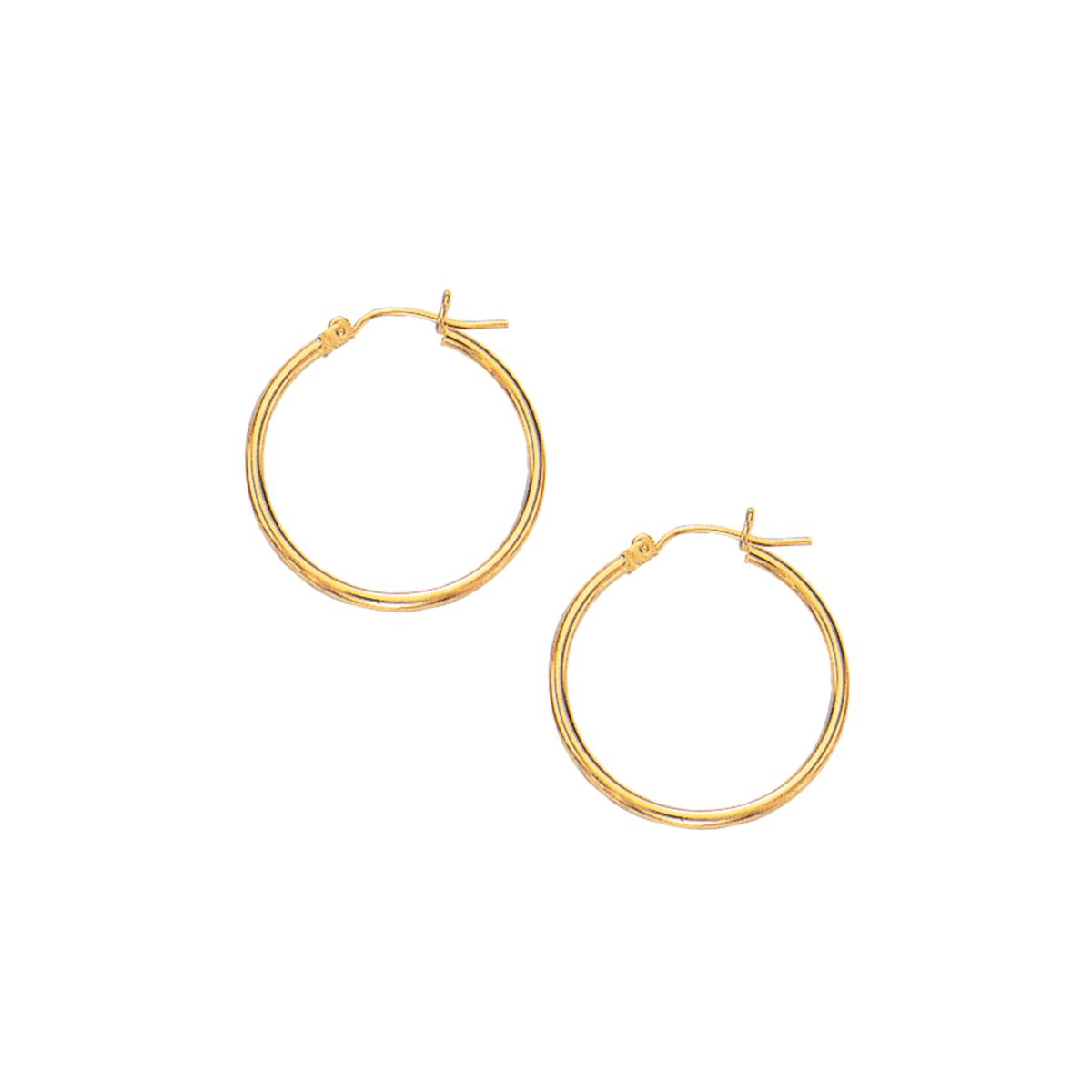 10K Yellow Gold Tube Hoop Earring with Hinged Clasp | HSN