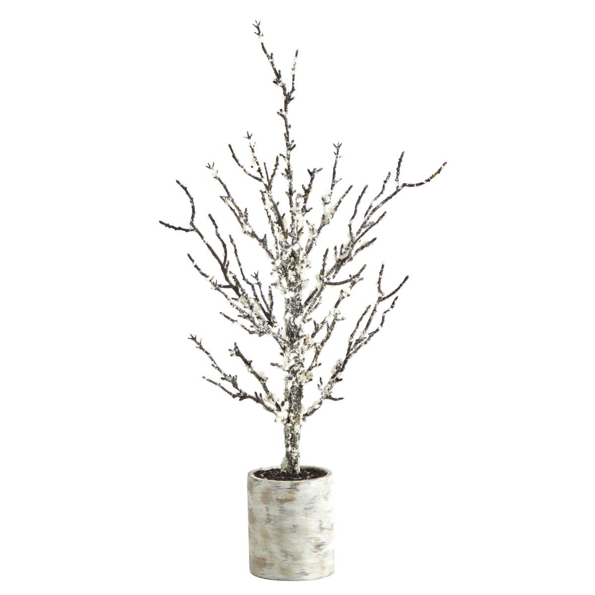 24 in. Snowed Twig Artificial Tree in Decorative Planter | HSN