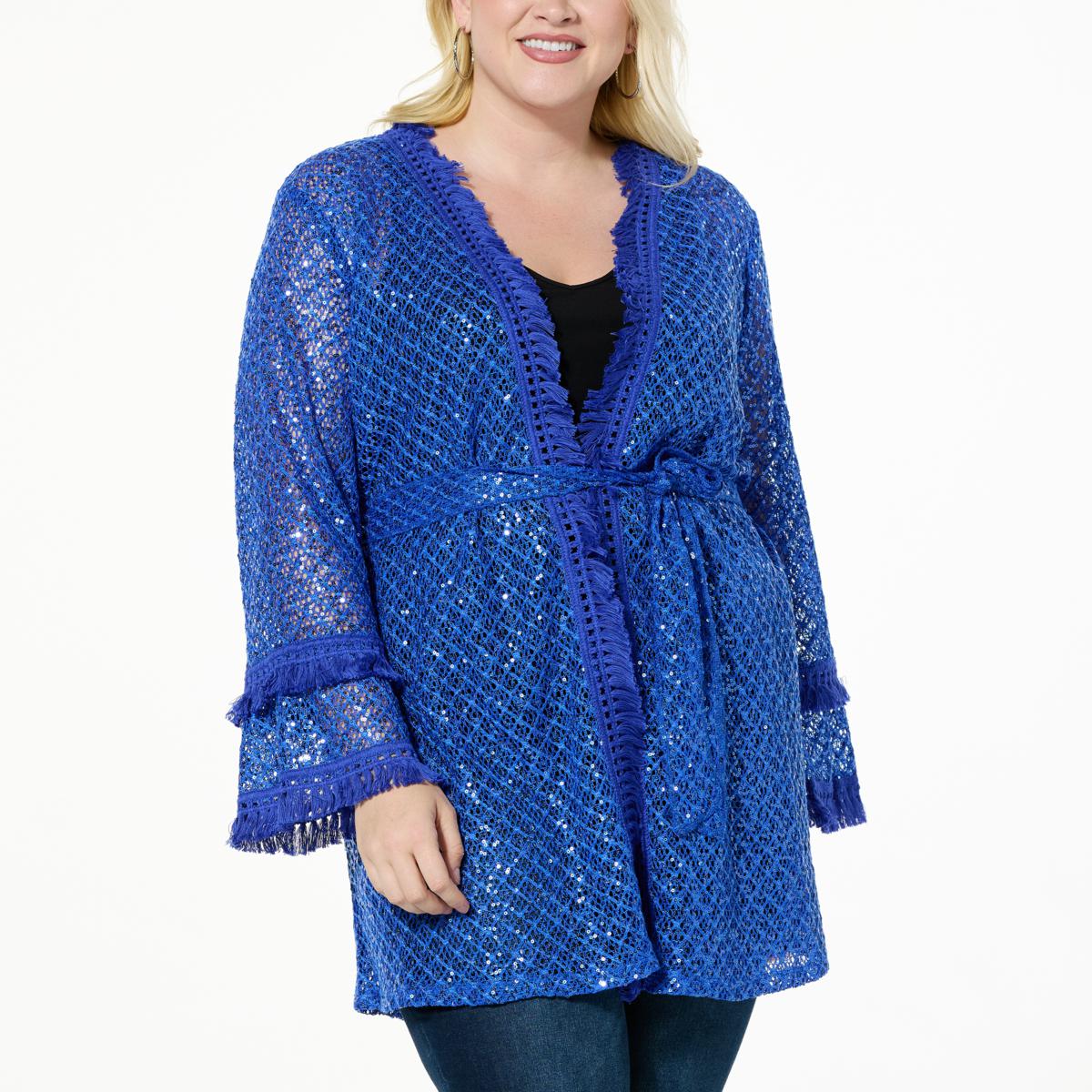"As Is" Colleen Lopez Sparkle Net Topper with Fringe Trim | HSN