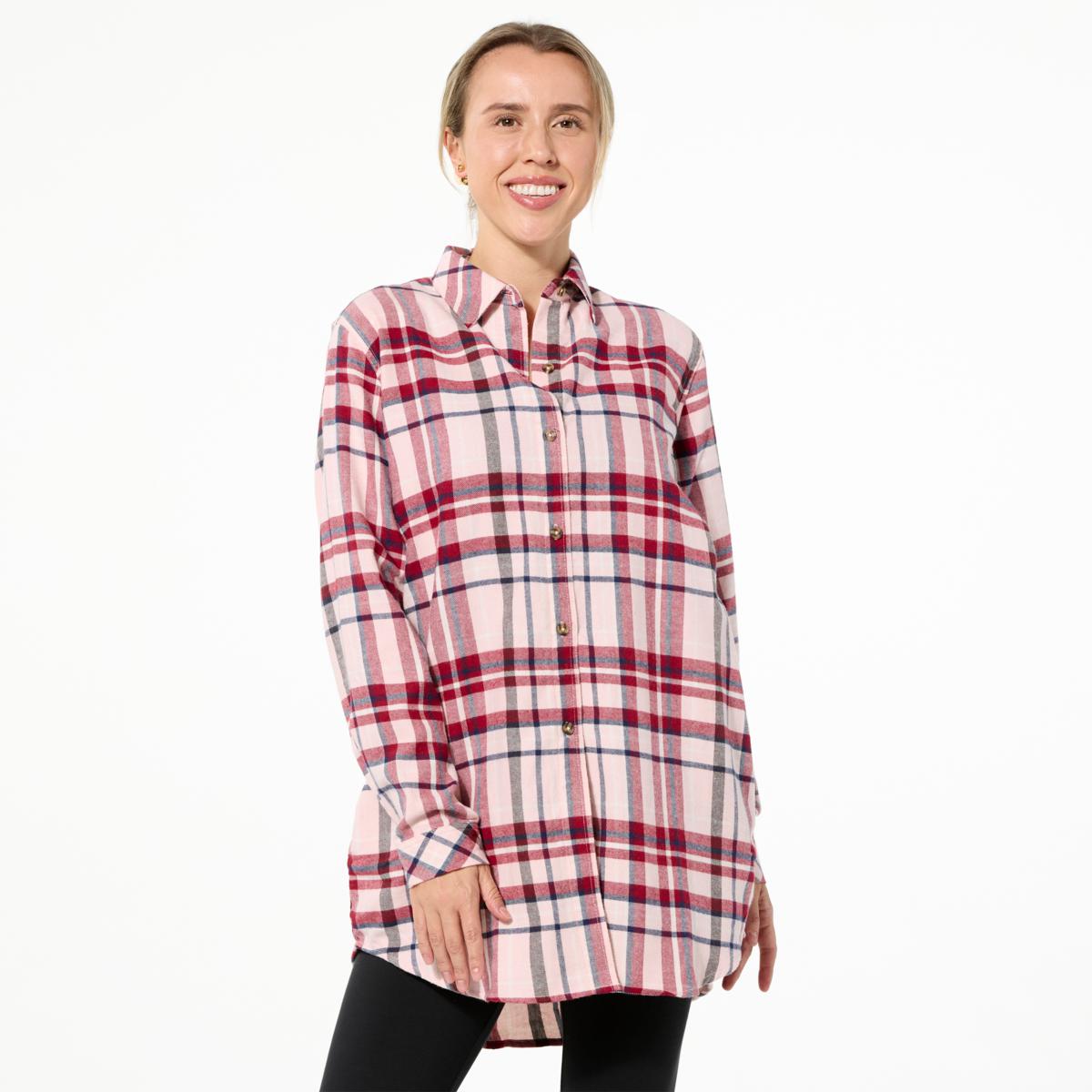 "As Is" HUE Long Sleeve Plaid Nap Shirt - 22984987 | HSN