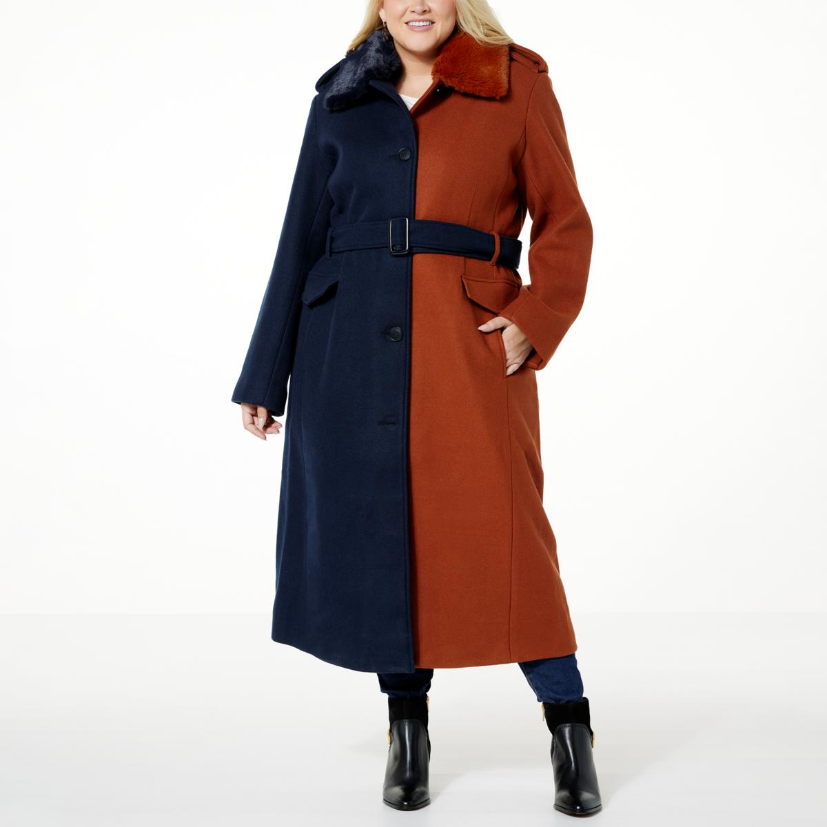 Badgley Mischka Military Style Colorblock Coat - 20908445 | HSN