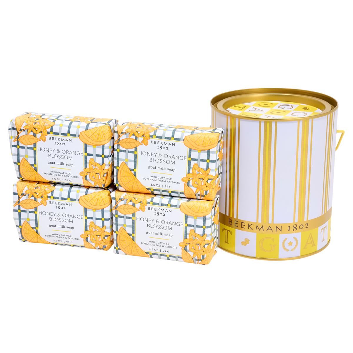 Beekman 1802 Goat Milk 4-piece Honey Orange Blossom Soap Pail Gift Set ...