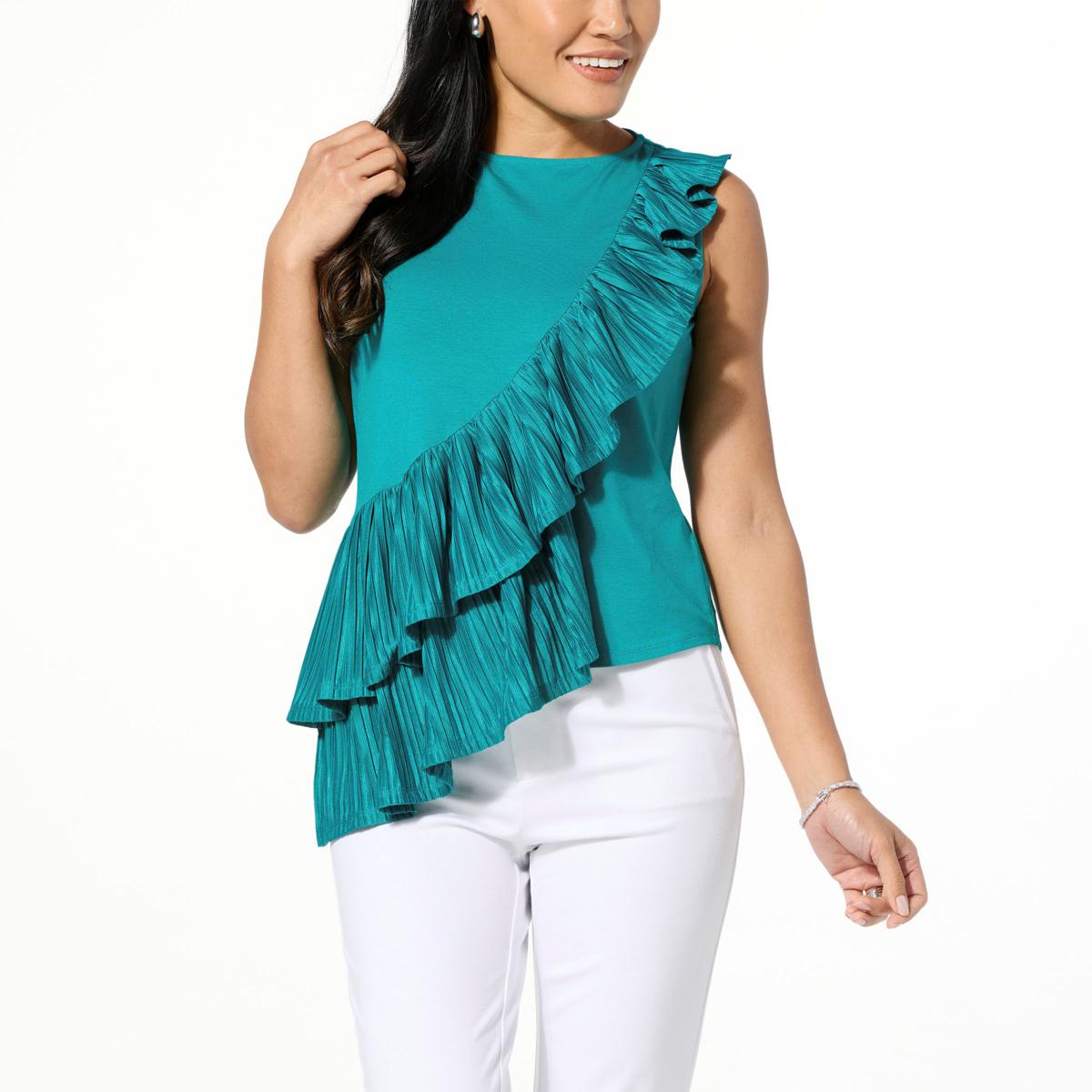 C Wonder by Christian Siriano Runway Collection Ruffle Drapey Knit Top ...