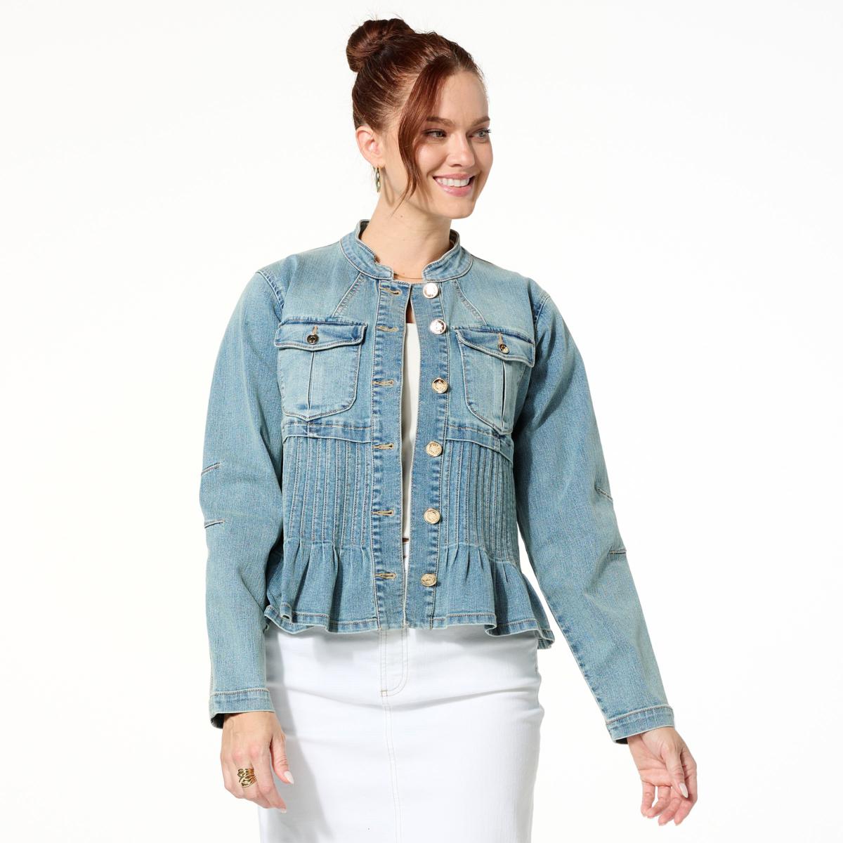C Wonder Pleated Denim Jacket | HSN