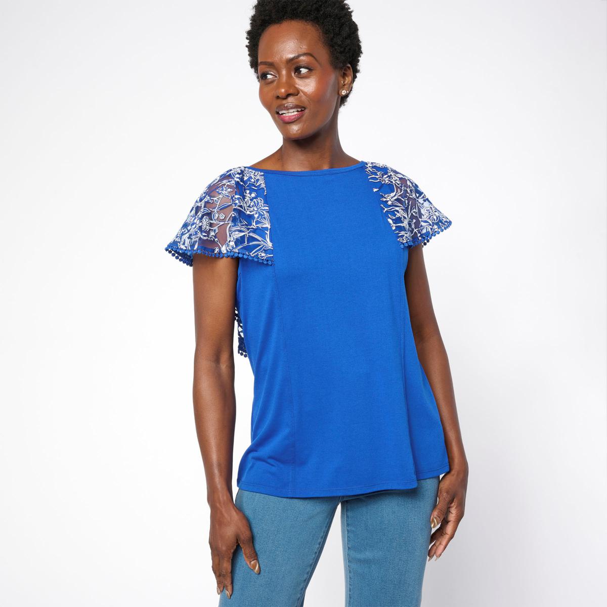 DG2 by Diane Gilman Burnout Lace Flounce Top | HSN