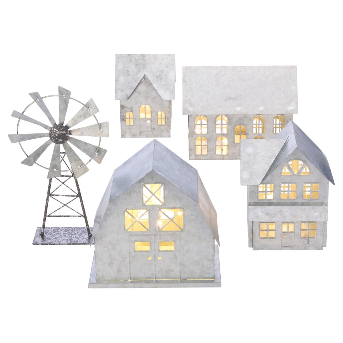Emryn House Lit Galvanized 5-piece Farmhouse Village - 22896727 | HSN