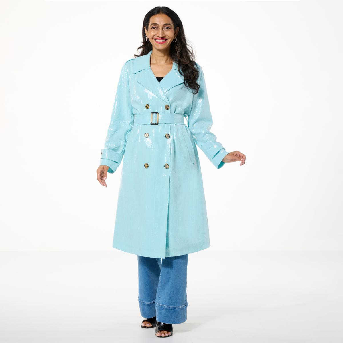 G by Giuliana Black Label Sequined Trench Coat - 23370033 | HSN