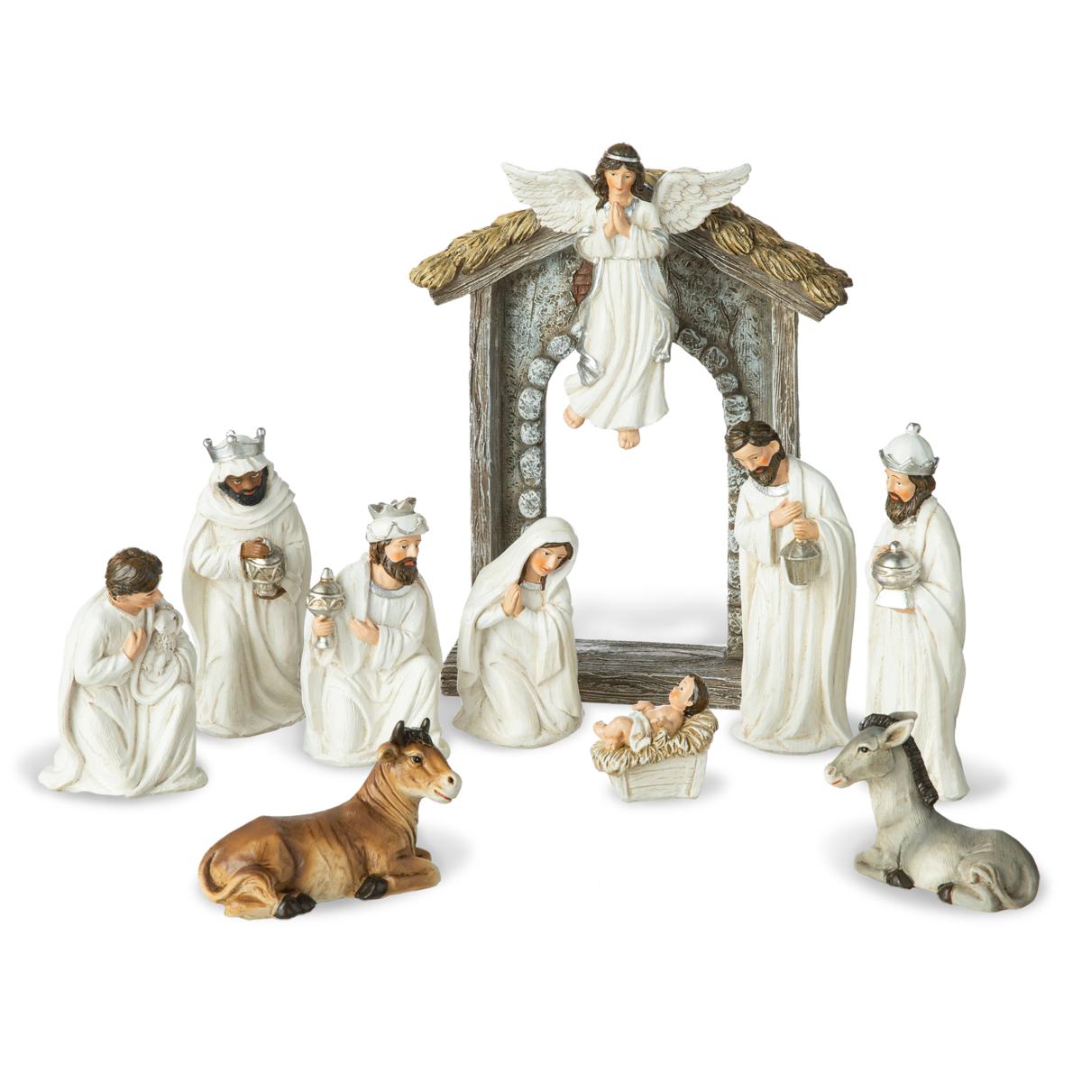 Glitzhome 11pcs Ivory Resin Nativity Figurine Set - 22187779 | HSN