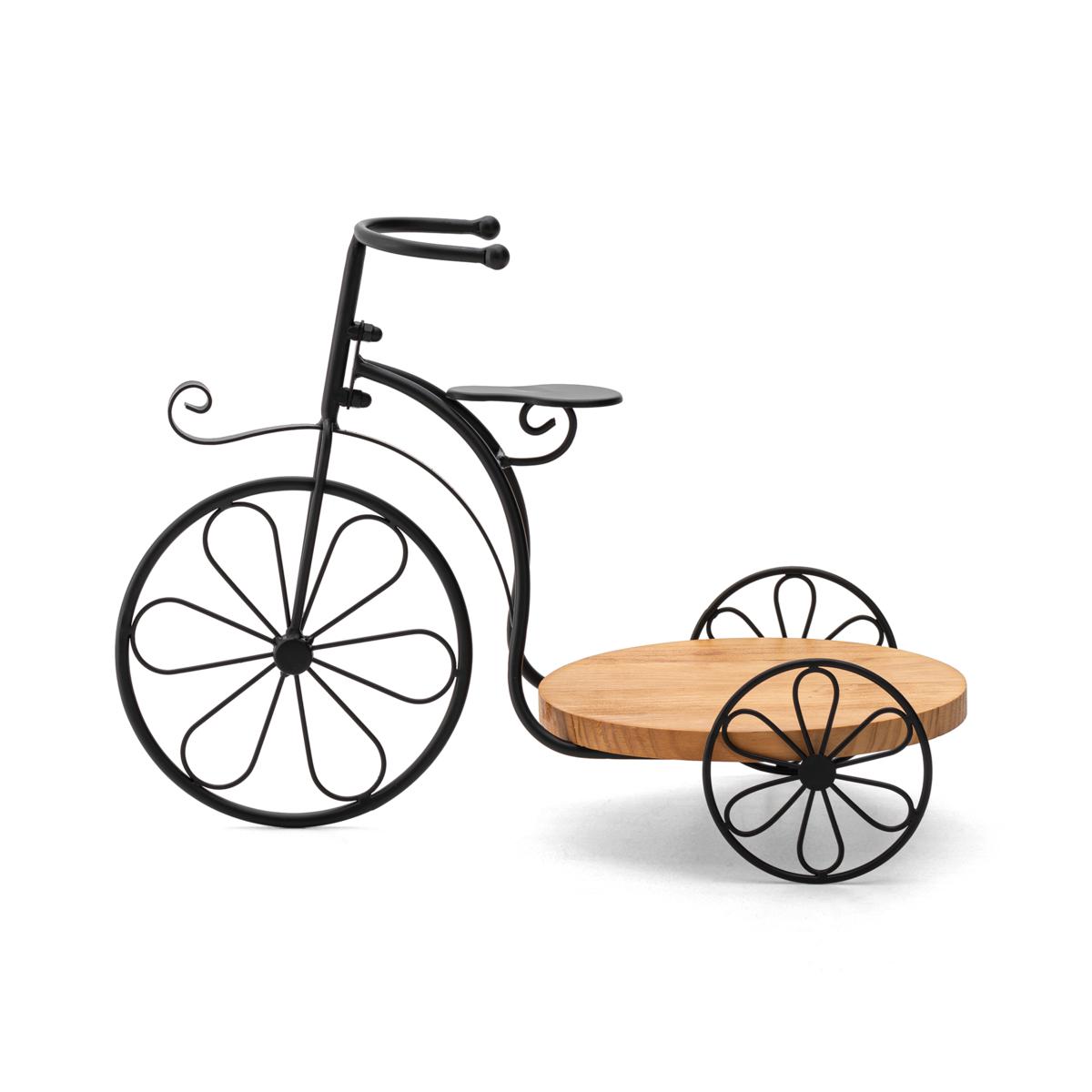Glitzhome 18" Metal Tricycle Planter Stand w/ Natural Solid Wood Tray | HSN
