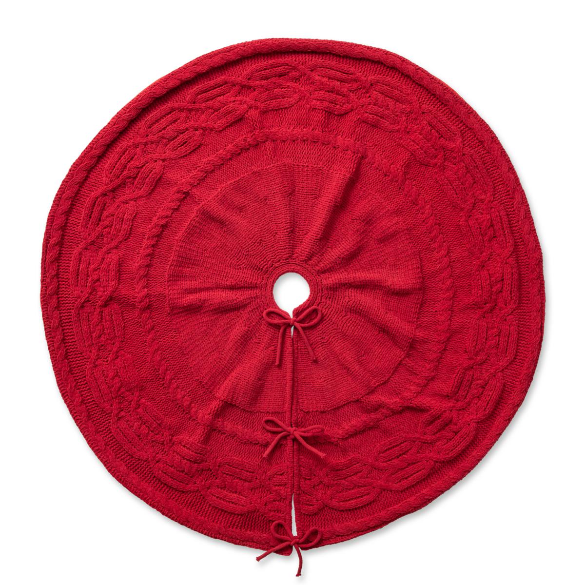 Glitzhome 52" Knitted Red Christmas Tree Skirt - 22187726 | HSN