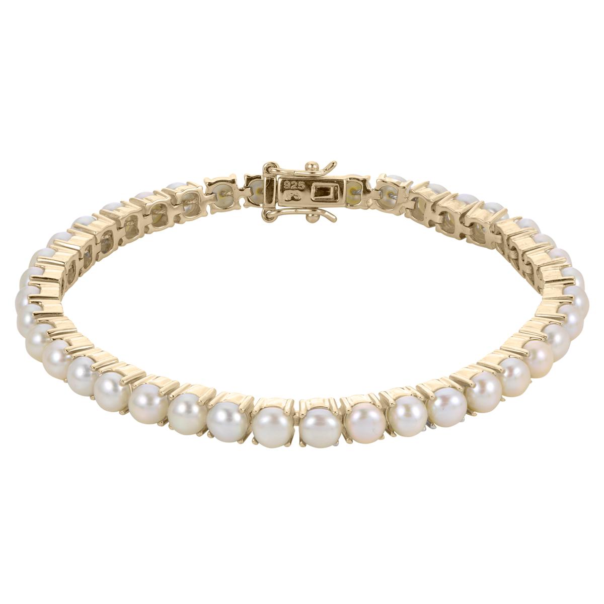 Gold-Plated 4-4.5mm Cultured Freshwater Pearl 7" Tennis Bracelet | HSN
