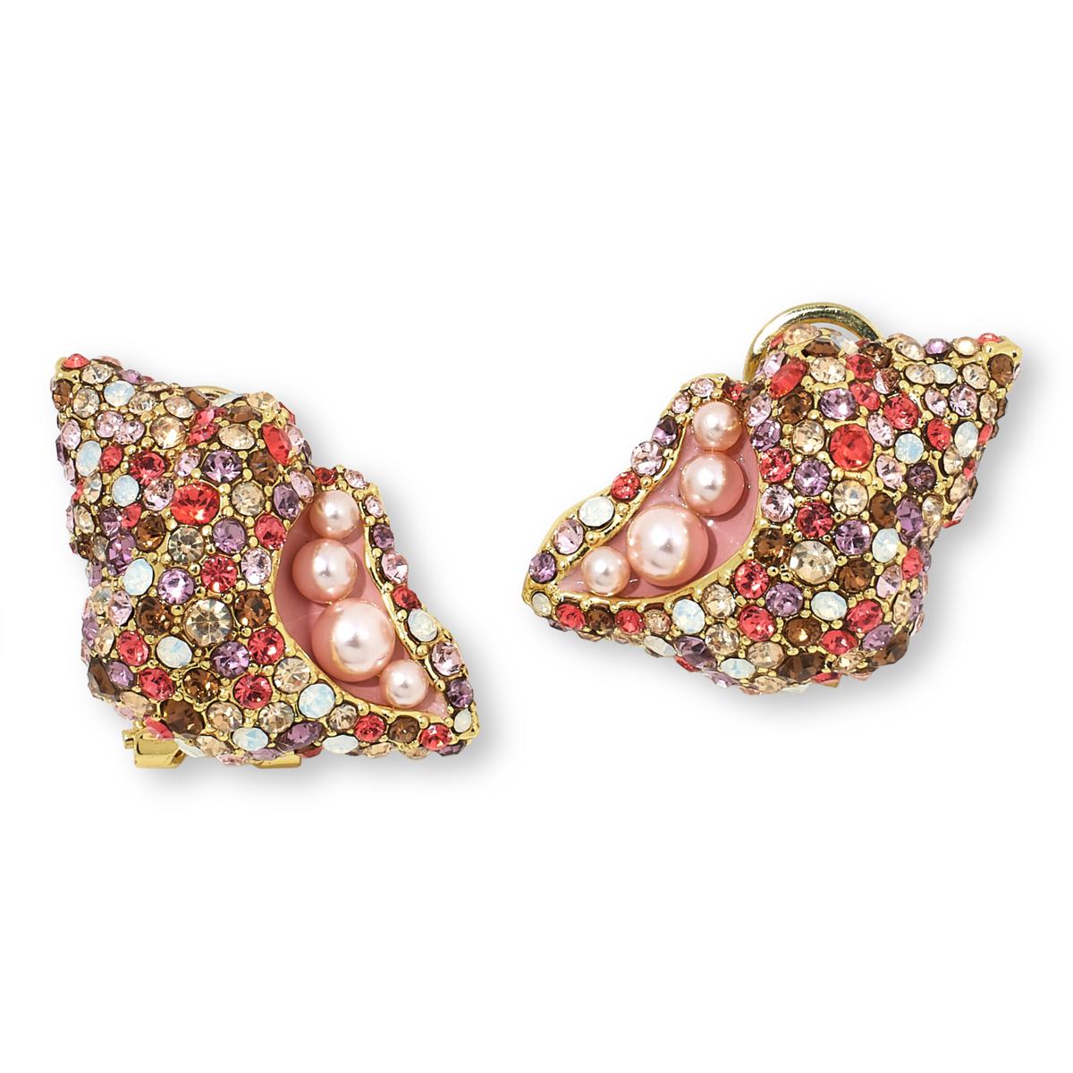 Heidi Daus Shell Ya! Crystal and Simulated Pearl Stud Earrings | HSN
